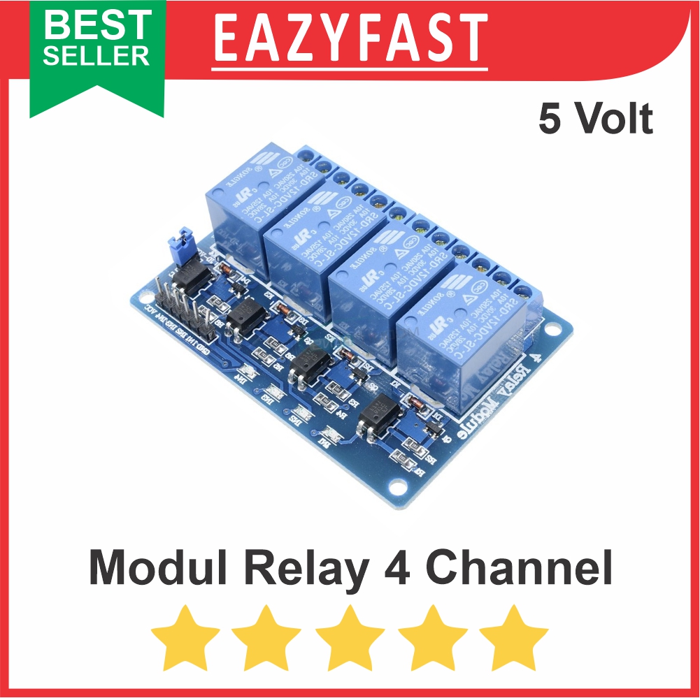 Relay Modul 4 Channel Arduino SPDT 5 Pin Optocoupler | Lazada Indonesia