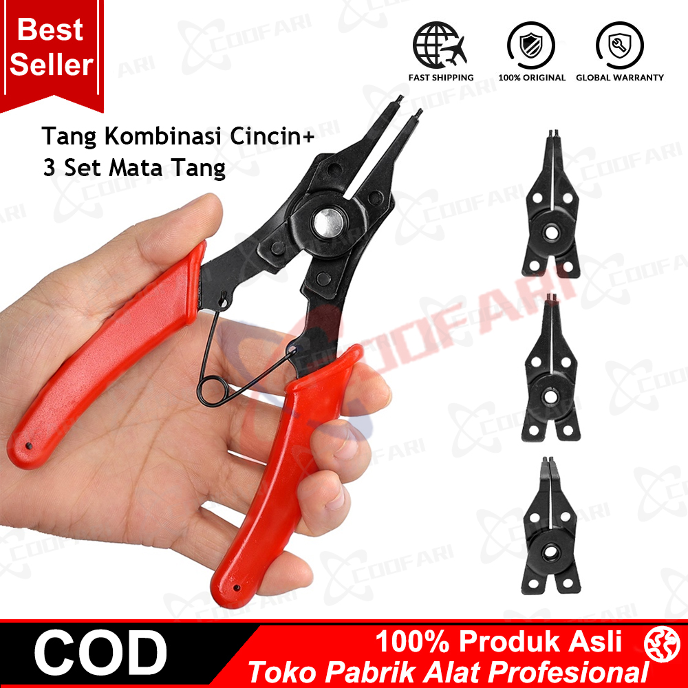 Tang Snap Ring 3 Kepala | Tang Kombinasi Cincin | Snap Ring Plier ...