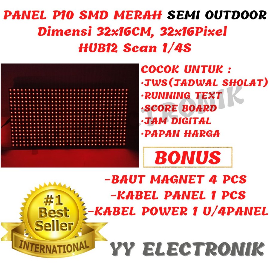 panel Module Modul Led P10 Running Text SMD Merah Indoor Semi Outdoor ...