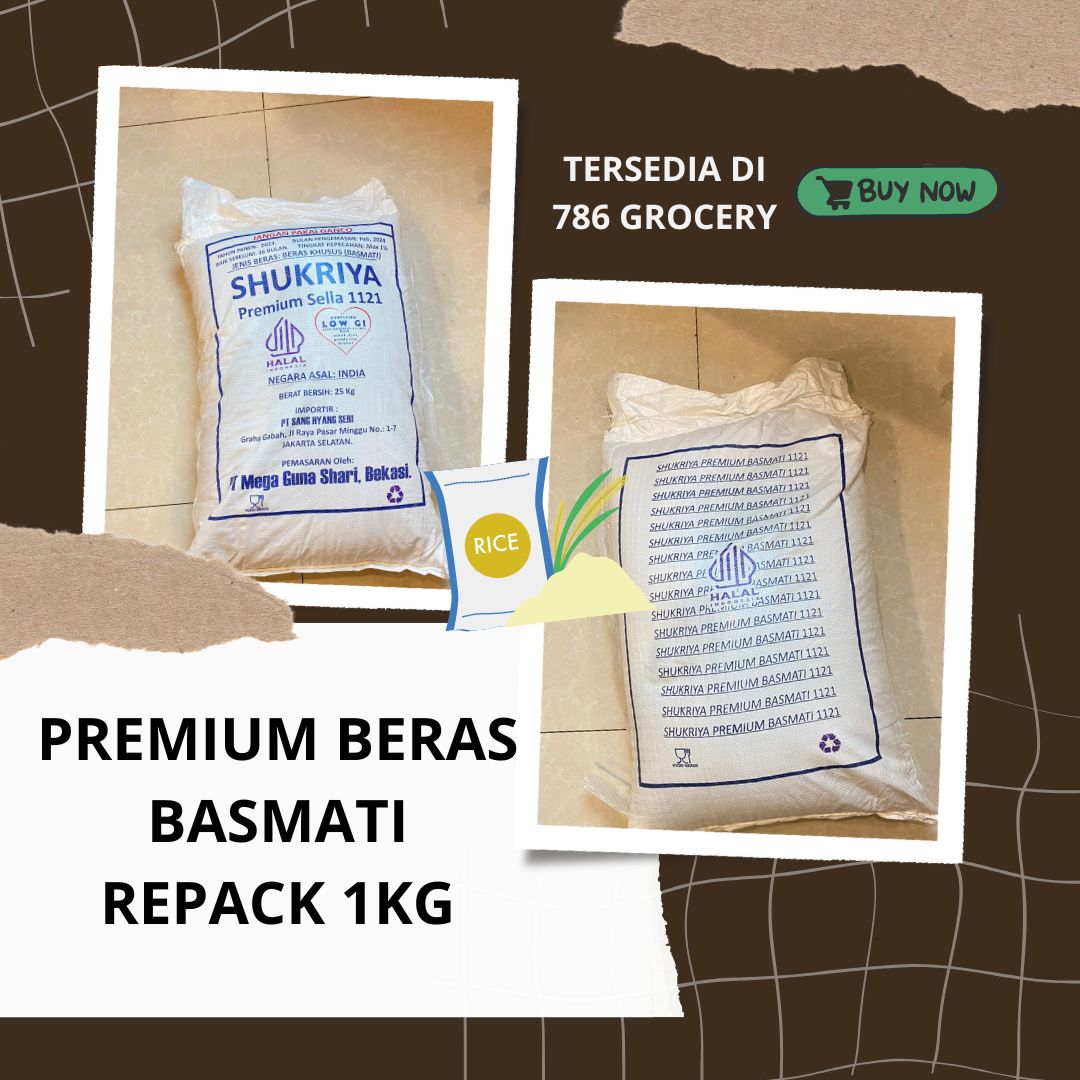 PREMIUM BERAS BASMATI REPACK 1KG I SHUKRIYAH BERAS I RICE INDIAN 1KG ...