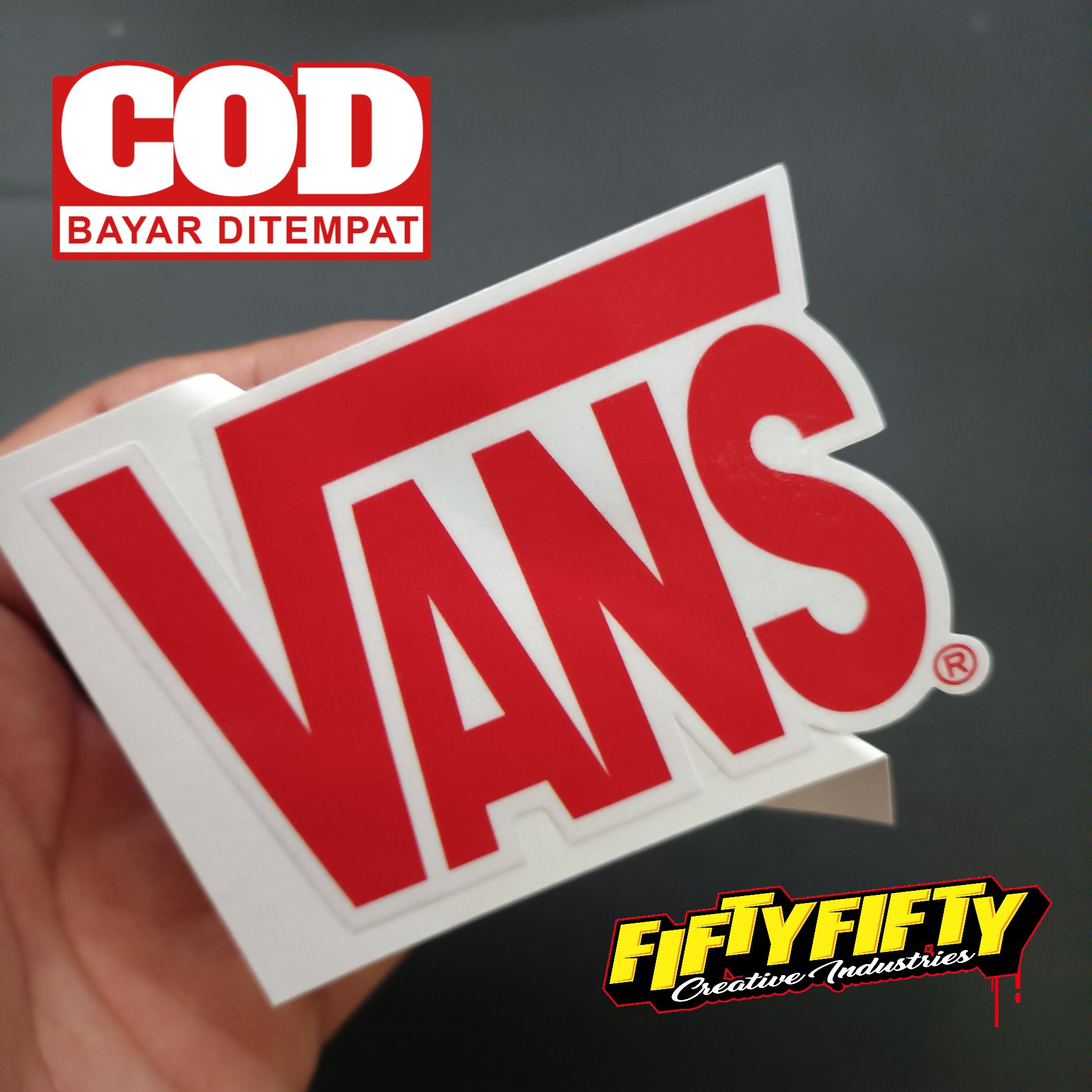 Stiker Print Cut VANS MERAH Stiker Printing Laminasi Glossy Stiker ...