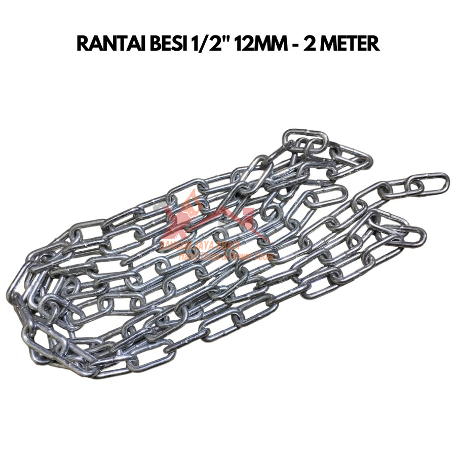 2 METER Rantai Besi Galvanis 12mm Rantai Kapal Gembok Pagar 1/2" Inch ...