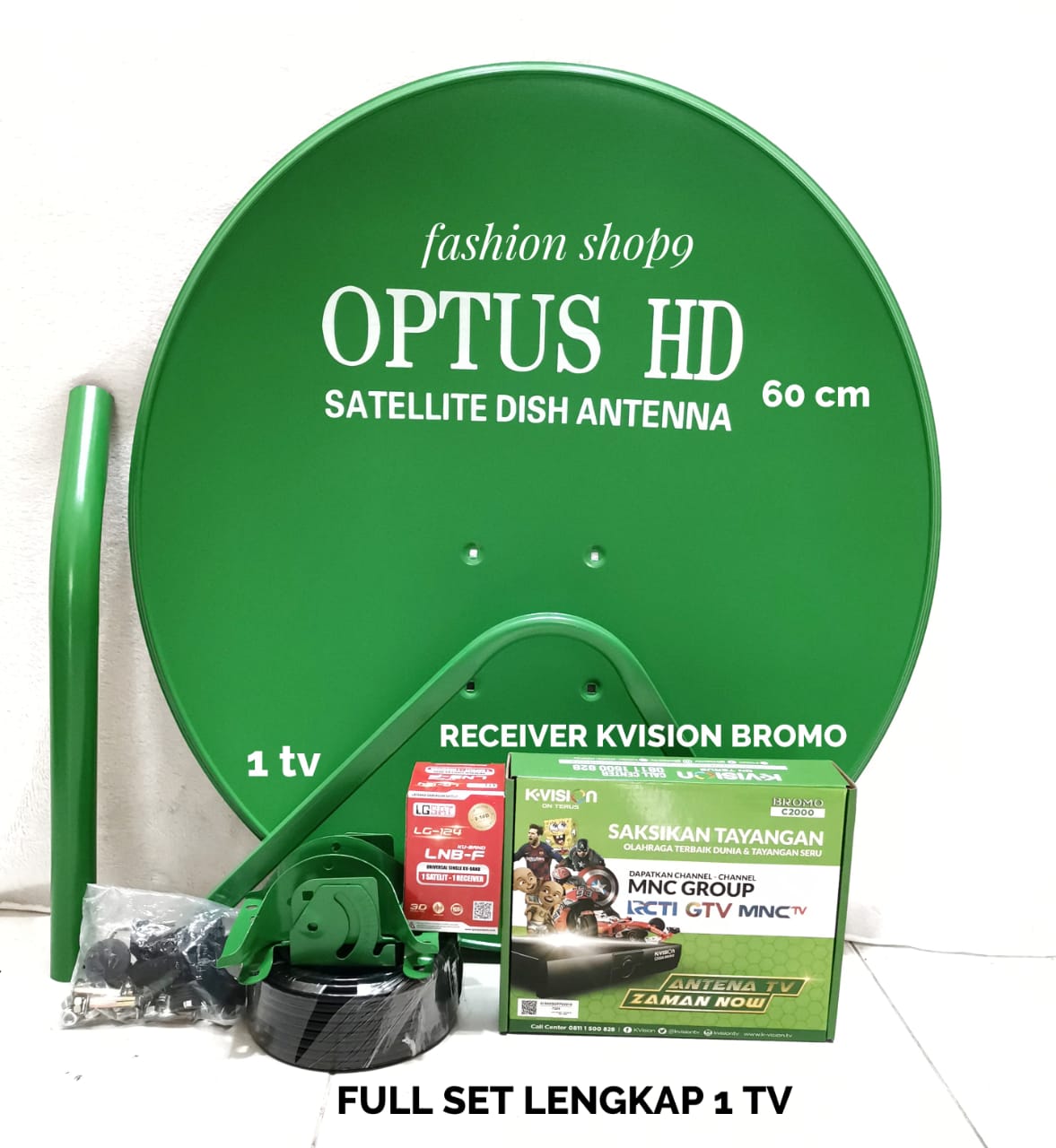 Parabola Mini Full Set Lengkap 60 cm Optus Hijau Termasuk 1 Pcs Receiver Kvision Bromo - Odu ...