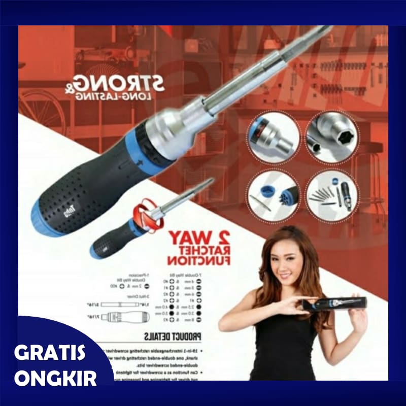 *Bisa Cod *Obeng Interchangeable Rachet Driver Set Toho 19 In 1 Obeng ...