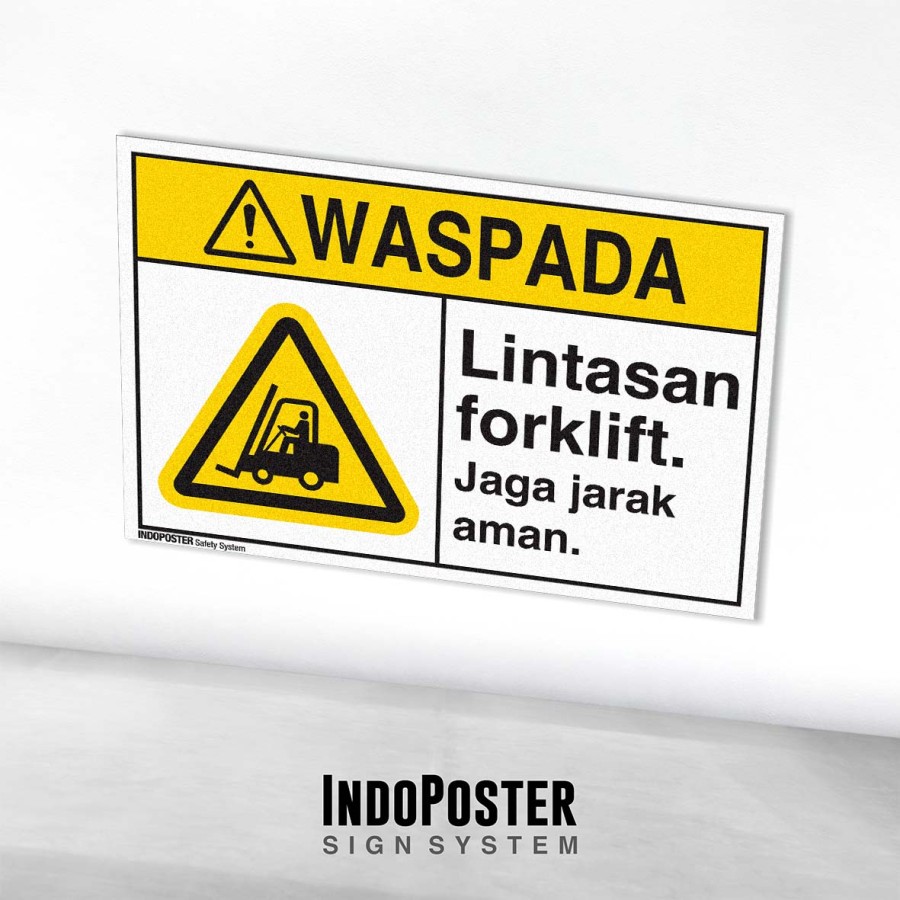 Stiker Label Safety Sign Rambu K3 ANSI Waspada Lintasan Forklift ...