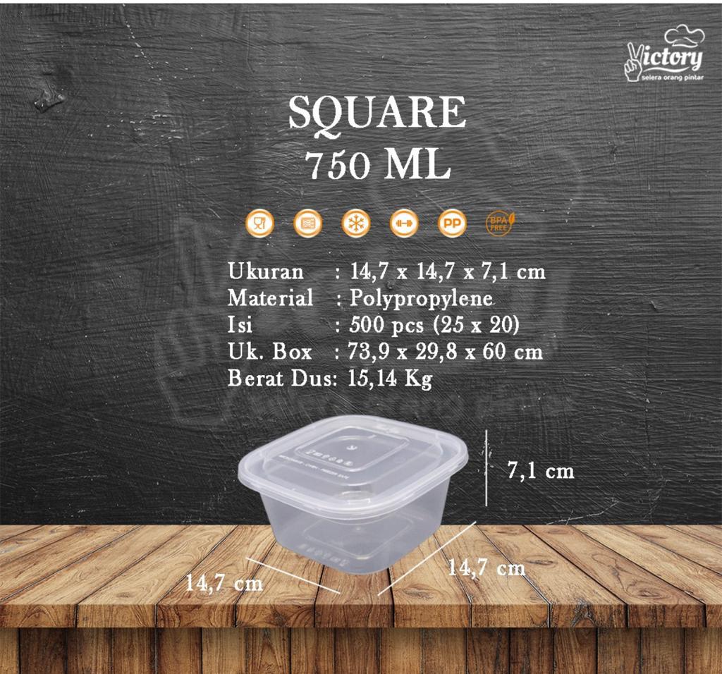 Thinwall 750ml square VICTORY / Thinwall 750ml Kotak (25PCS) (MOHON PEMBELIAN DISERTAI EXTRA ...