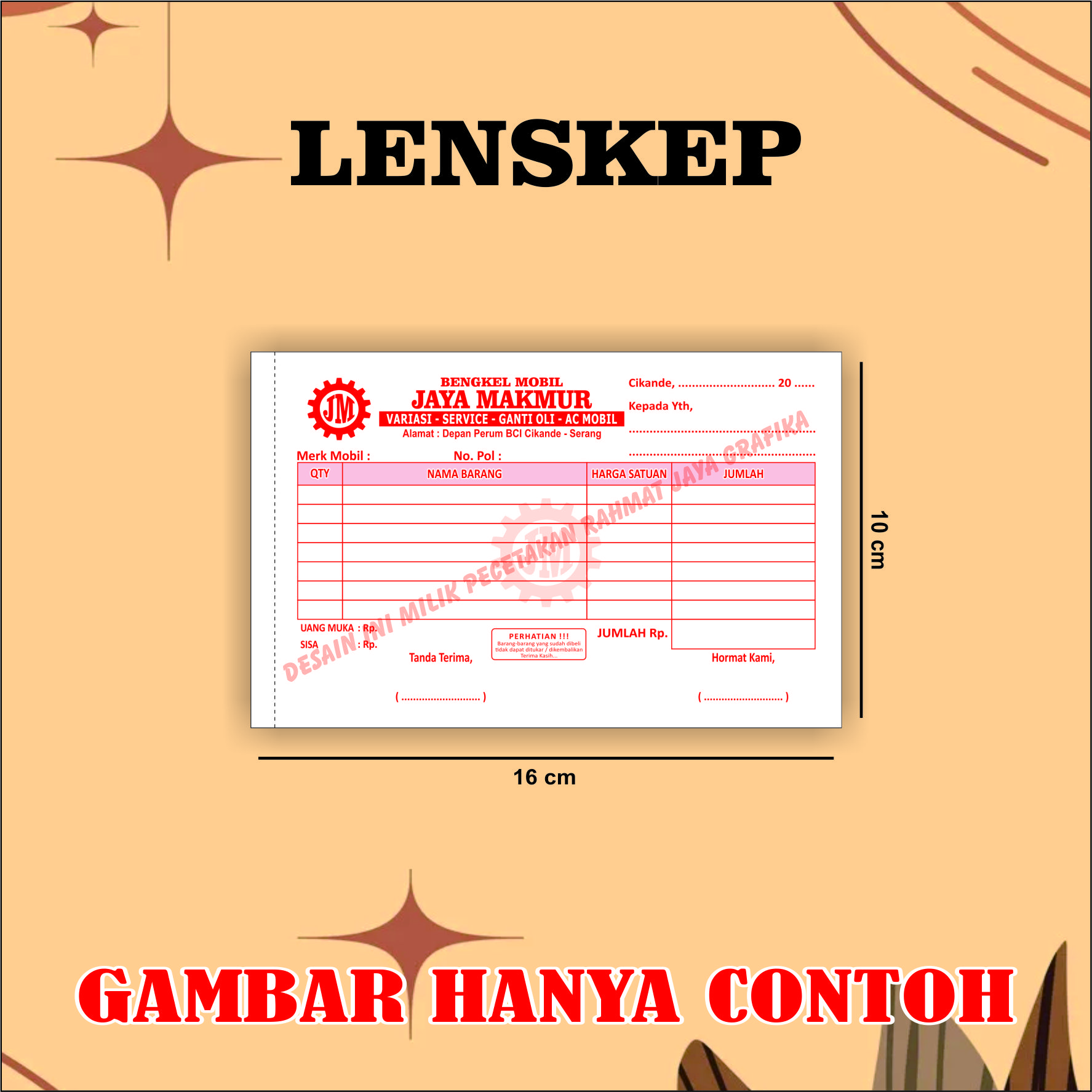 CETAK NOTA CUSTOM 1 PLY ISI 100 Lembar PAKAI NAMA SENDIRI NOTA KONTAN ...