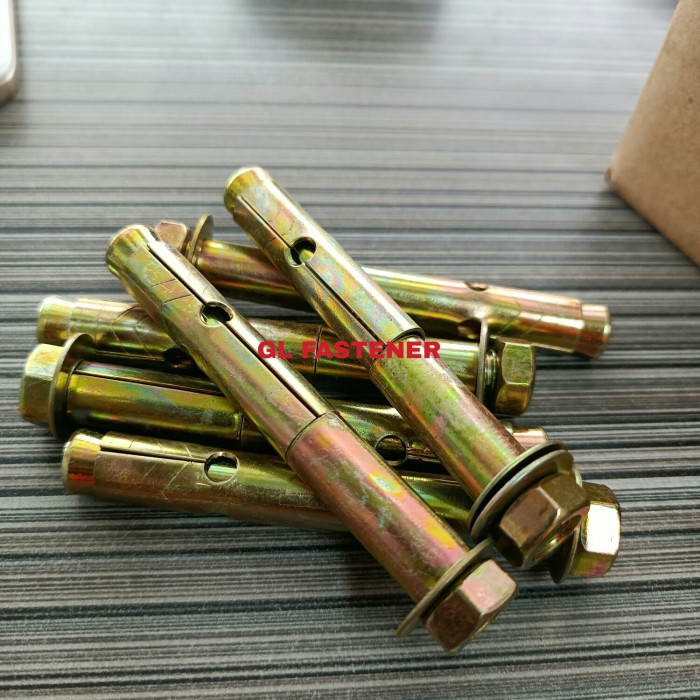 Dynabolt M10 x 77 Kuning Besi Anchor Sleeve Bolt 10 x 77 Untuk Tembok ...