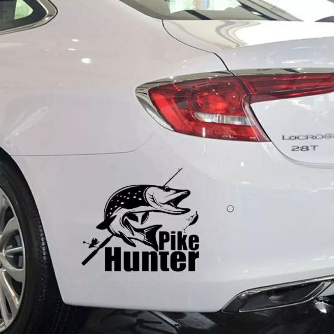 Sticker mobil pike hunter mancing mania stiker mobil motor helm dinding ...