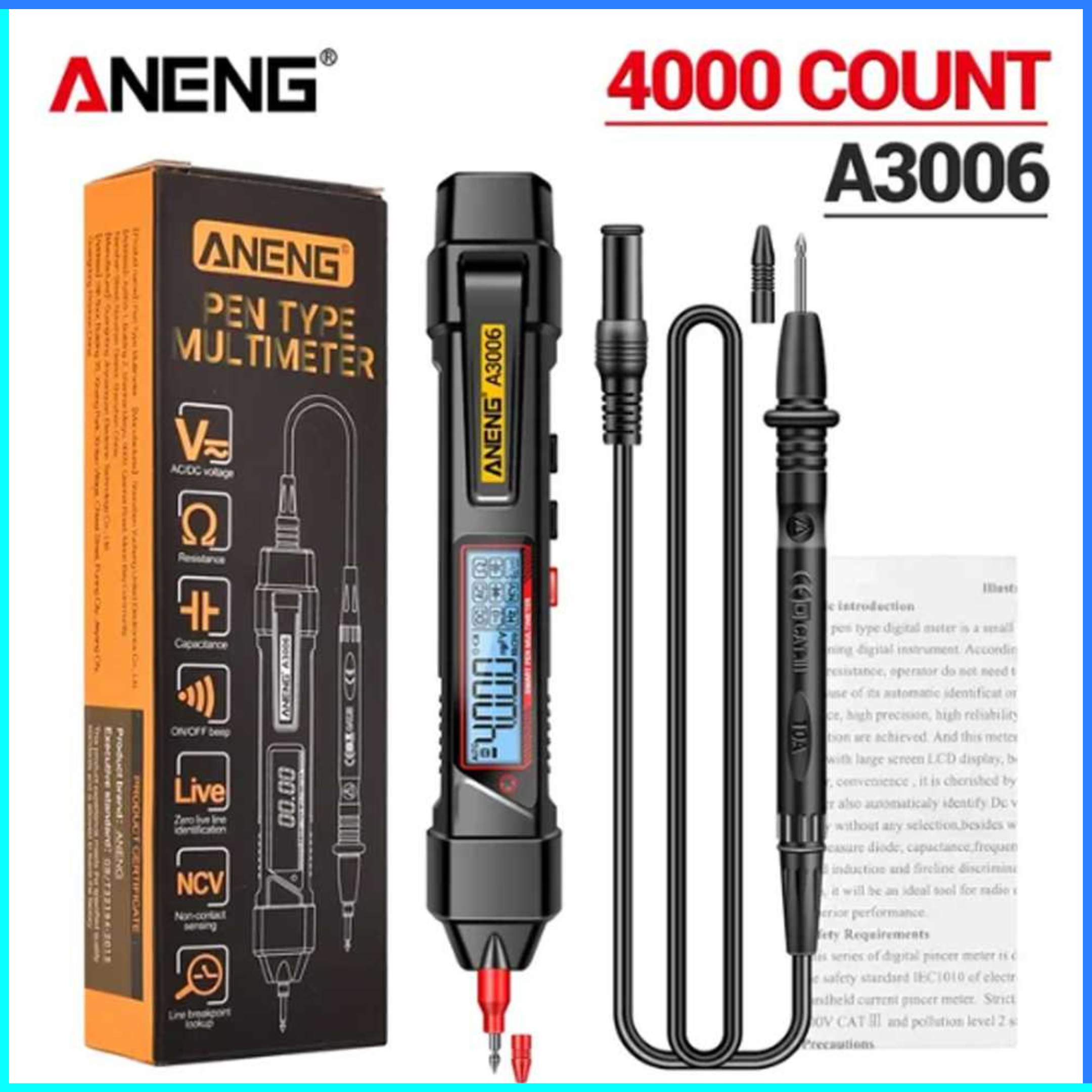 COD ANENG Digital Multimeter Tespen 2in1 Tester AC Voltage 4000 Count ...