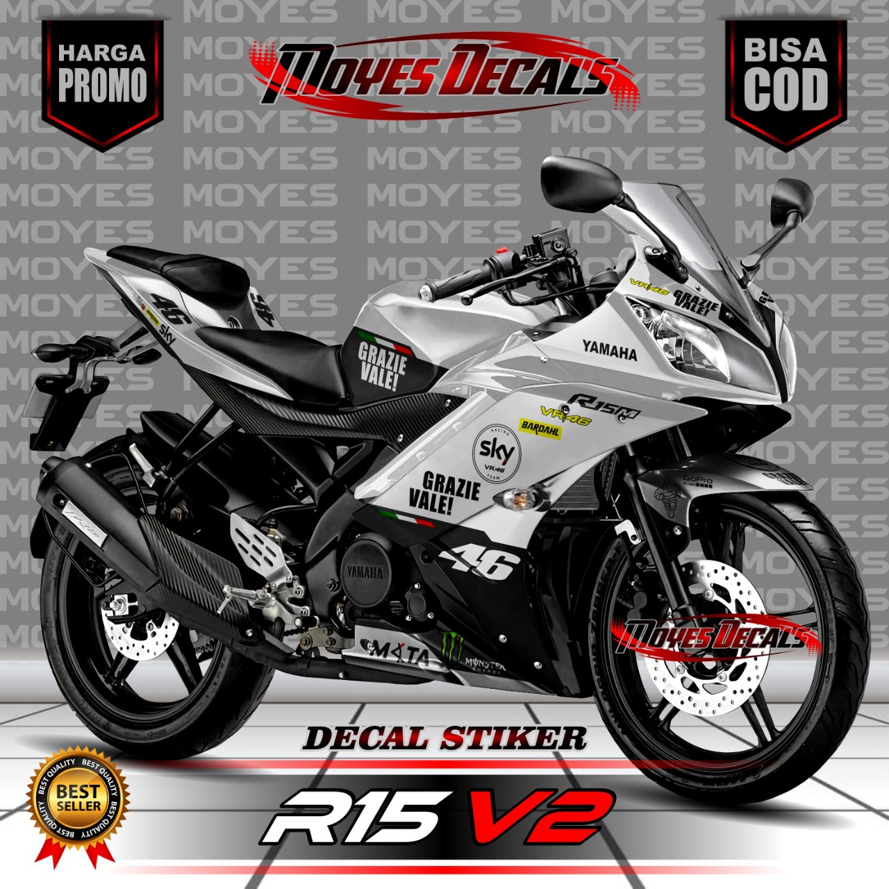 ⭐⭐⭐⭐⭐🙏🙏TERBARU & COD / DECAL STICKER FULL BODY R15 V2. DECAL MOTOR R15 ...