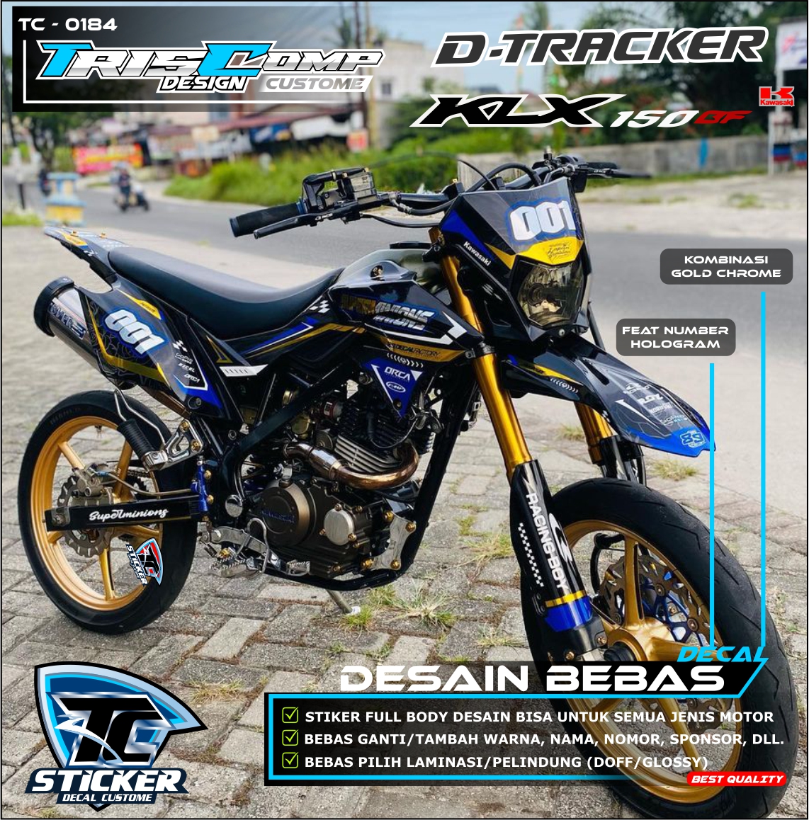 (Bisa Request) Decal dtracker 150 new Stiker kombinasi Gold Chrom Feat ...