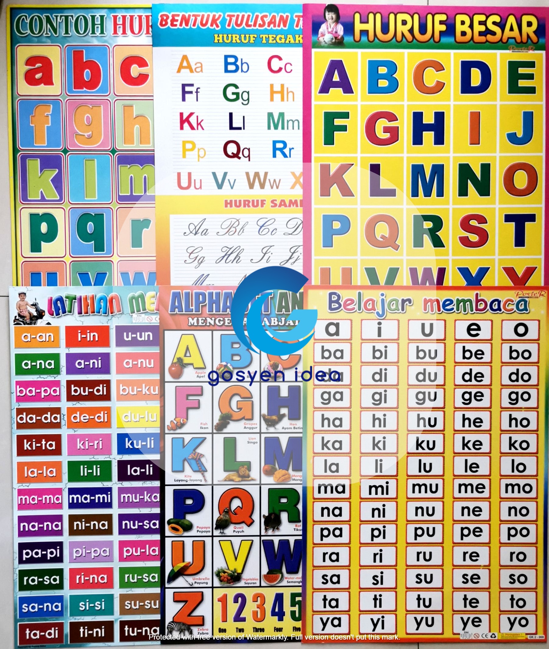 Paket 6 Poster Edukasi Anak Belajar Membaca dan Huruf Poster Anak ...