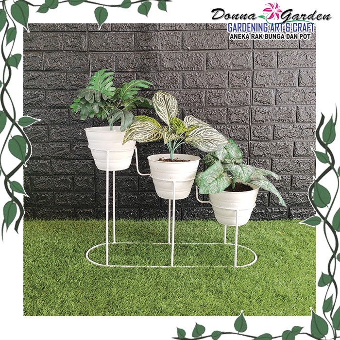 Rak Bunga Besi Model Kolong Minimalis 3 Pot / Rak Tanaman Besi ...