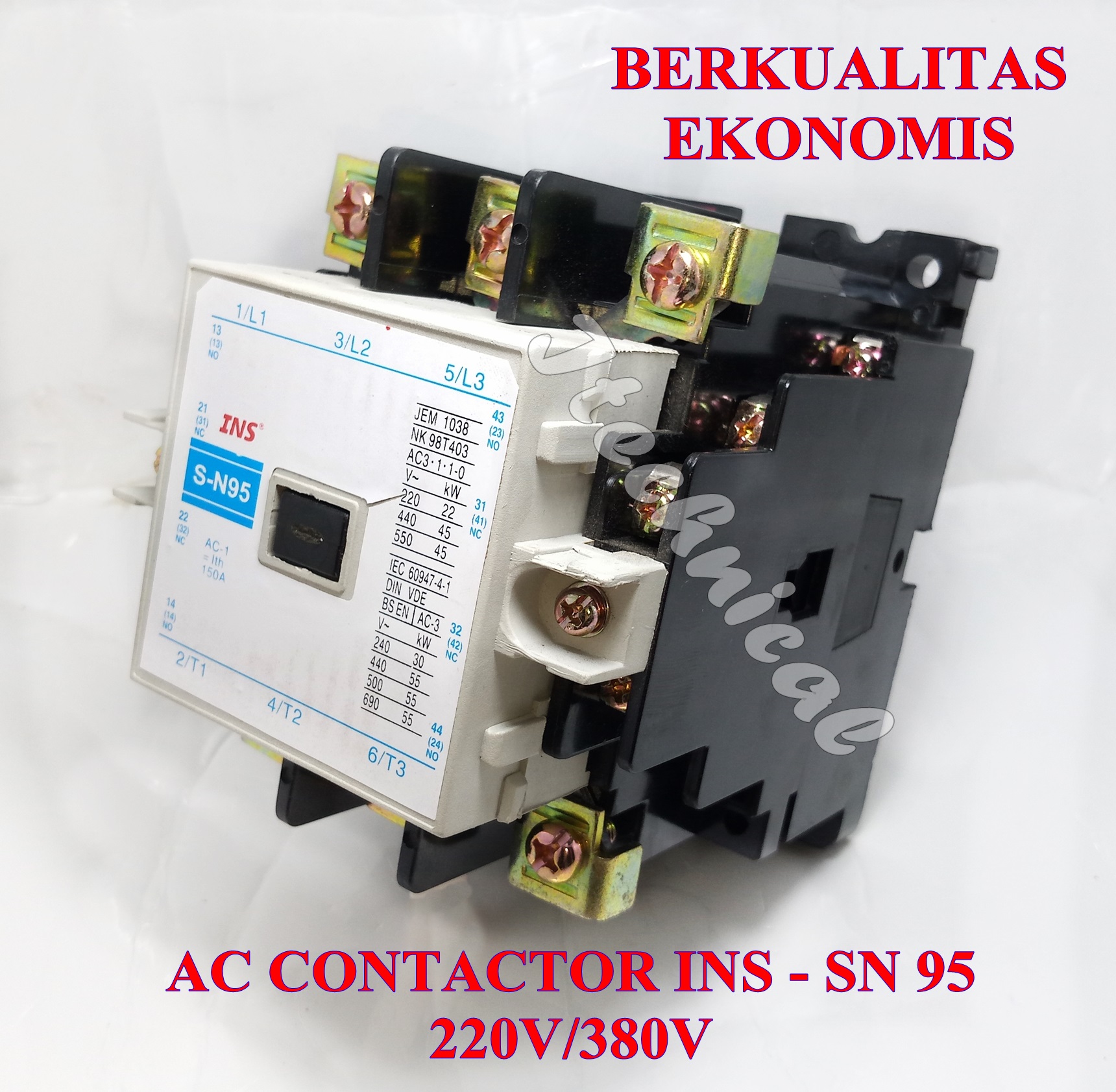 MAGNETIC CONTACTOR SN-95 220V 380V / AC KONTAKTOR SN 95 220VAC 380 VAC ...