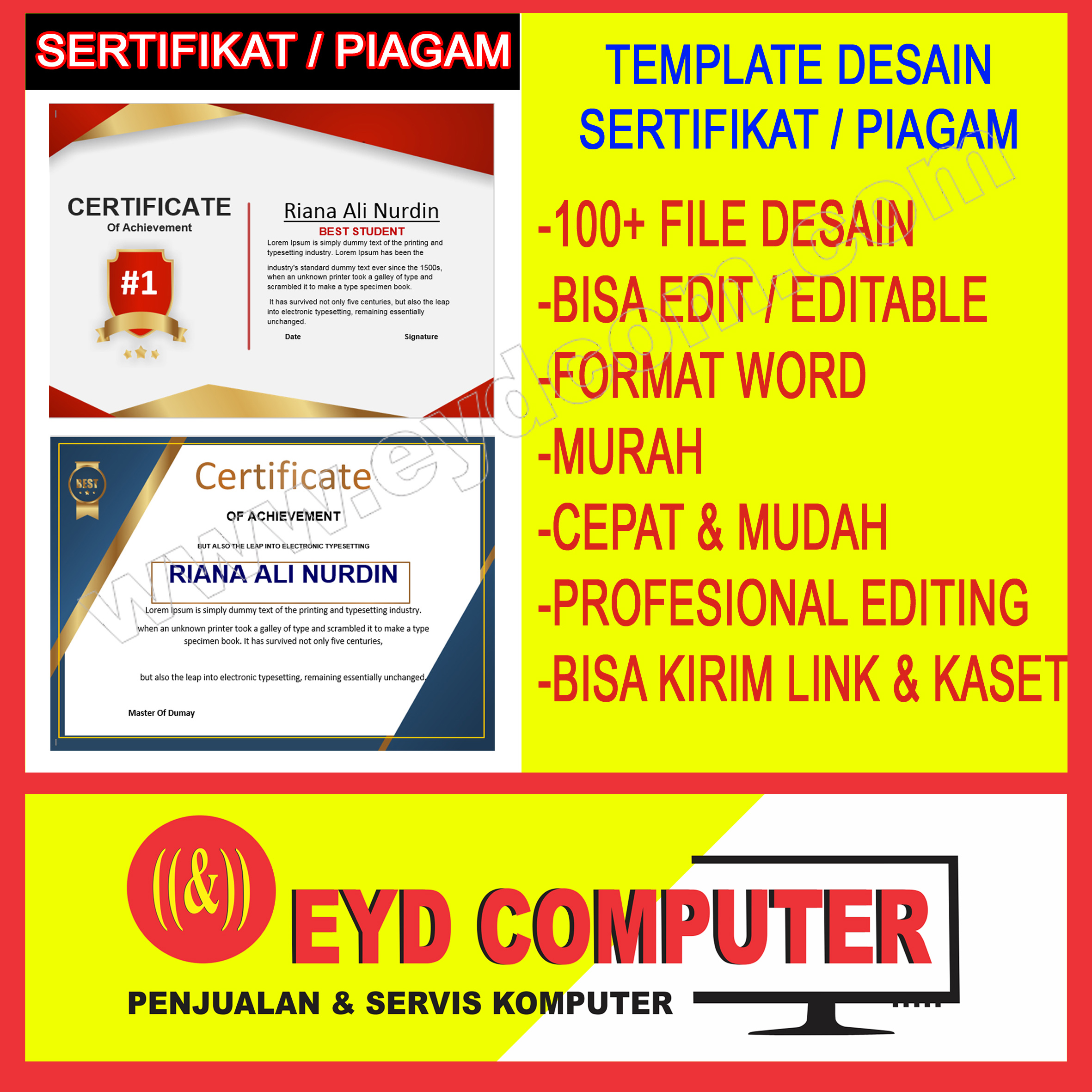 DESAIN SERTIFIKAT PIAGAM KOLEKSI TEMPLATE DESIGN GRAFIS CERTIFICATE ...