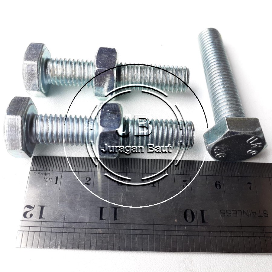 BAUT MUR M10 X 50 PANJANG 5CM 5 CM KUNCI 17 50MM MM PUTIH BAUD BMP ...