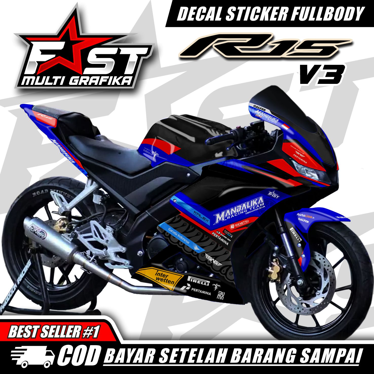 Decal R15 V3 Sticker Striping Decal Yamaha R15 V3, Sticker Decal R15 V3 ...