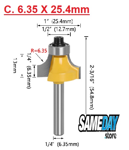 Mata Profil Sudut Round Over Router Bit Flush Trimmer HPL Set 4Pcs ...
