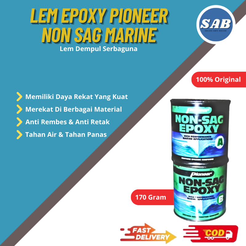 Lem Epoxy Pioneer Non Sag Marine Epoxy 170gr Dempul Kapal Anti Bocor ...