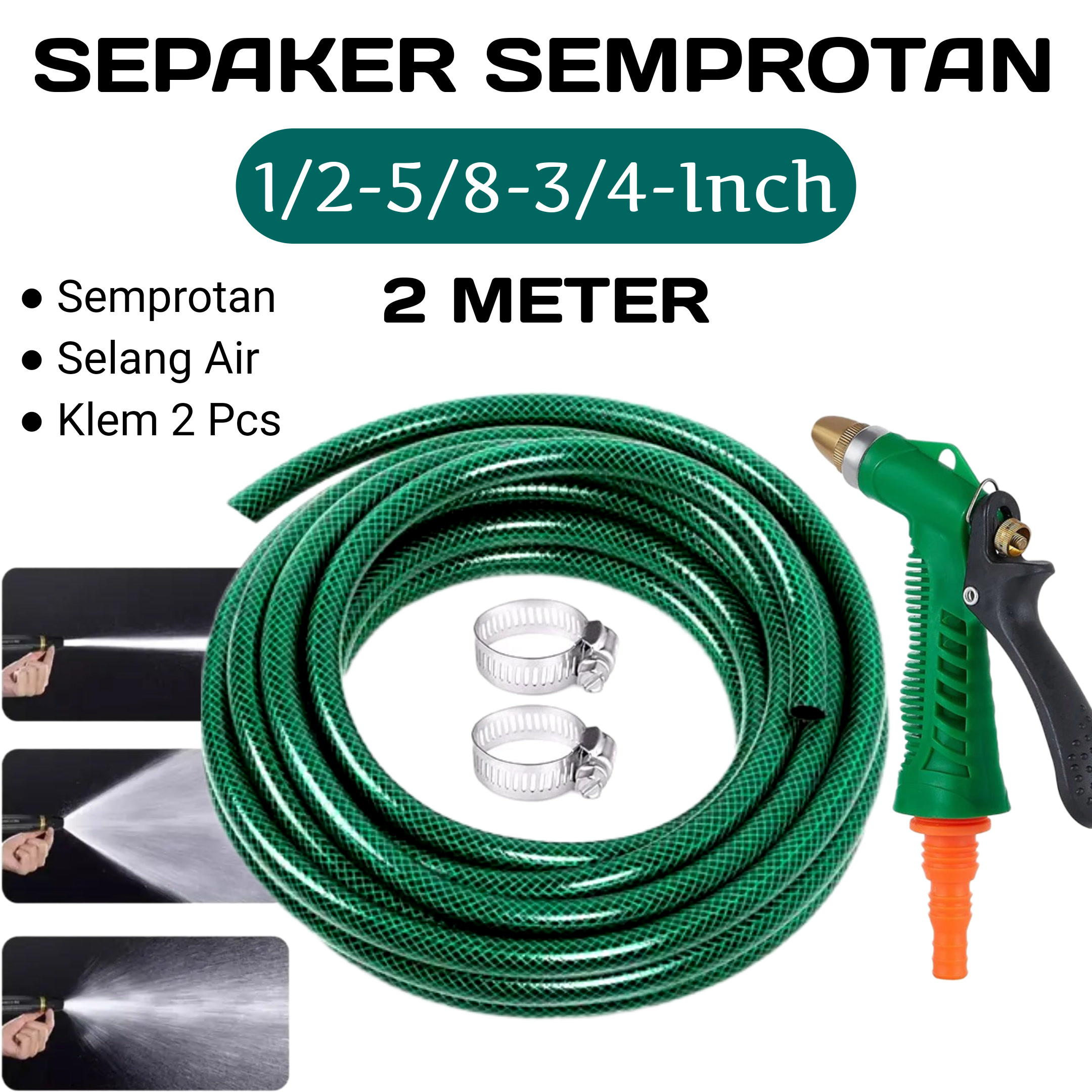 SELANG AIR 5 METER + SEMPROTAN AIR CUCI MOTOR MOBIL / KEPALA SELANG AIR ...