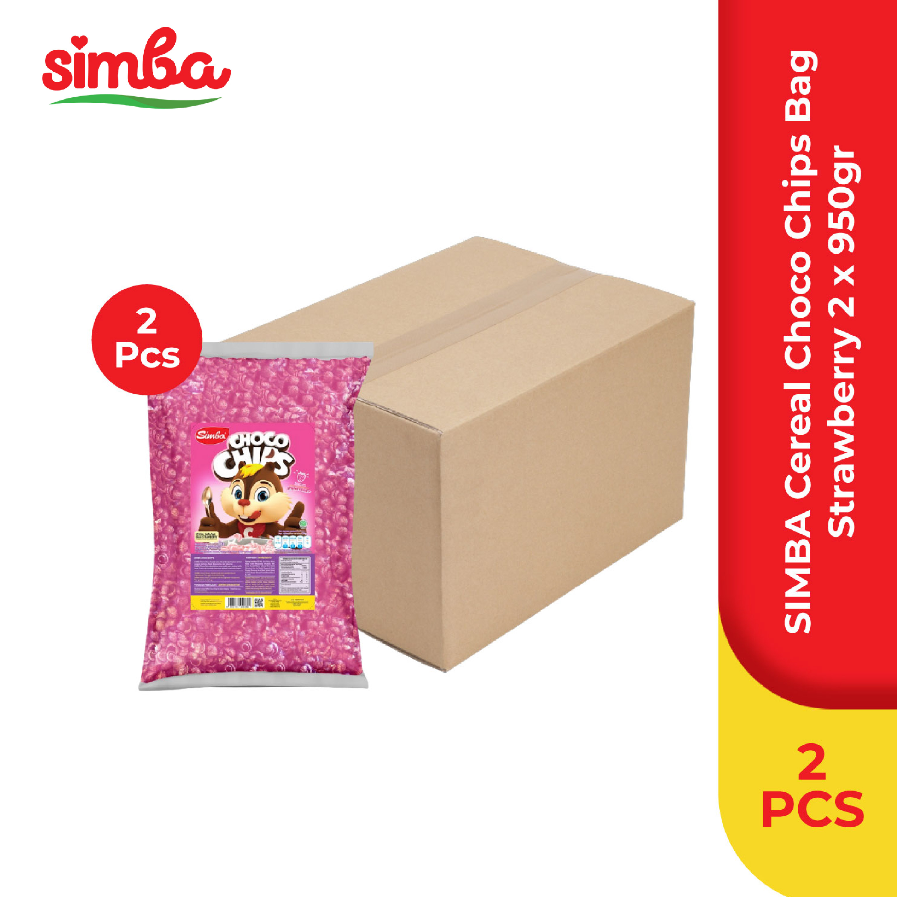 CTN - SIMBA Cereal Choco Chips Bag Strawberry 2 x 950 gram | Lazada ...