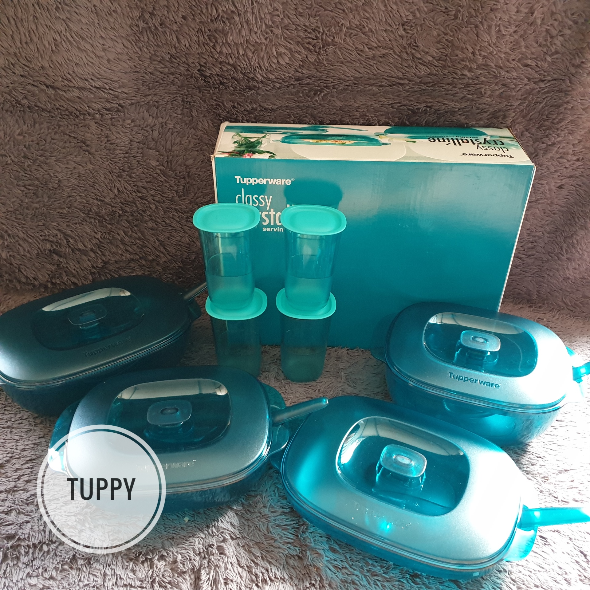 Tupperware Classy Crystalline Collection Free 4 pc Gelas Wadah Saji ...