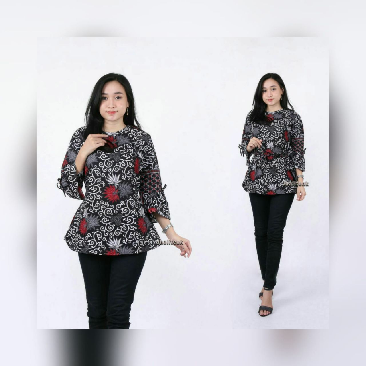 COD,ATASAN BATIK WANITA,BLOUSE BATIK MODERN MOTIF KEMBANG LANGIT ...