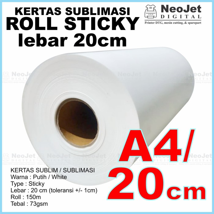 Kertas Sublim Sublimasi Sublimation Transfer Paper Roll lebar 20 cm A4 ...
