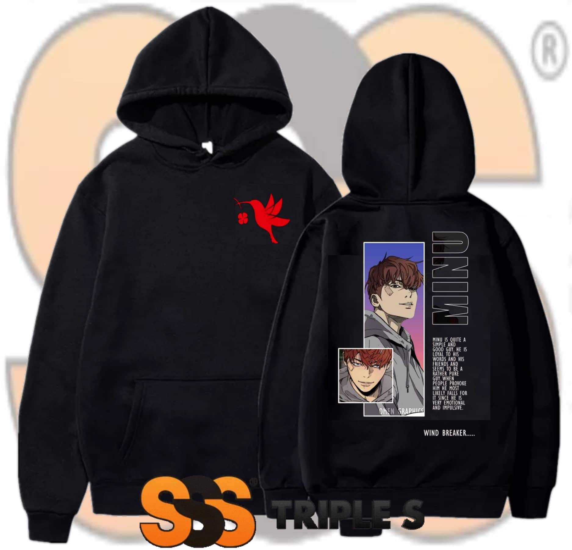 HOODIE JUMPER MINU YOON HUMMING BIRD CREW WIND BREAKER WEBTOON MANHWA ...