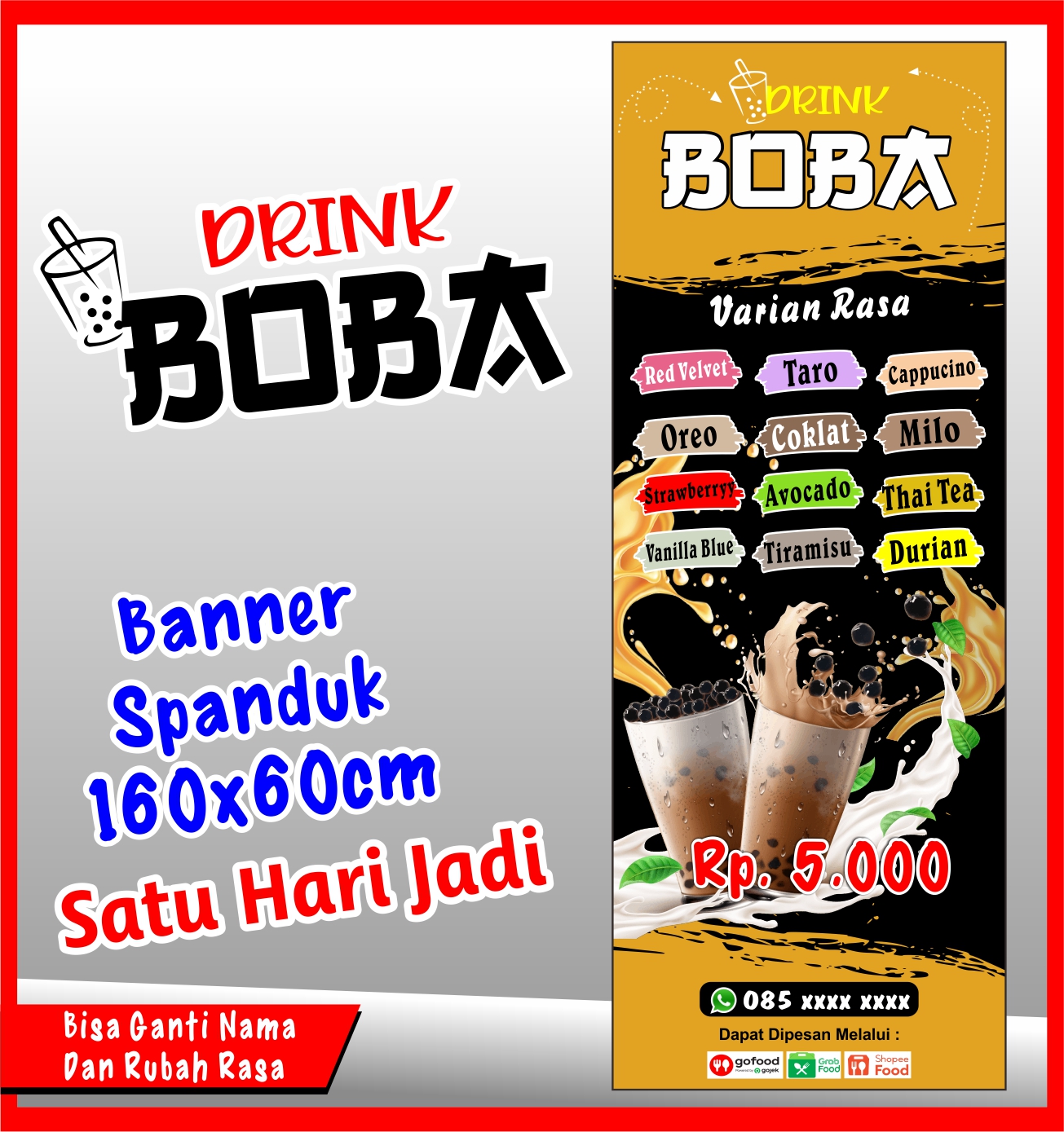 SPANDUK BANNER BACKDROP Minuman BOBA /CETAK SPANDUK Minuman BOBA MURAH ...