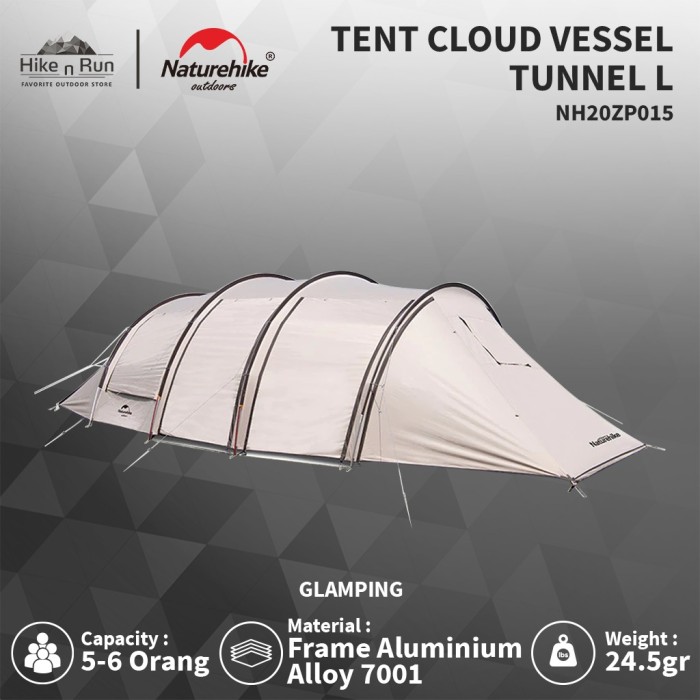 Tenda Camping Naturehike NH20ZP015 Cloud Vessel Tunnel Tent Large ...