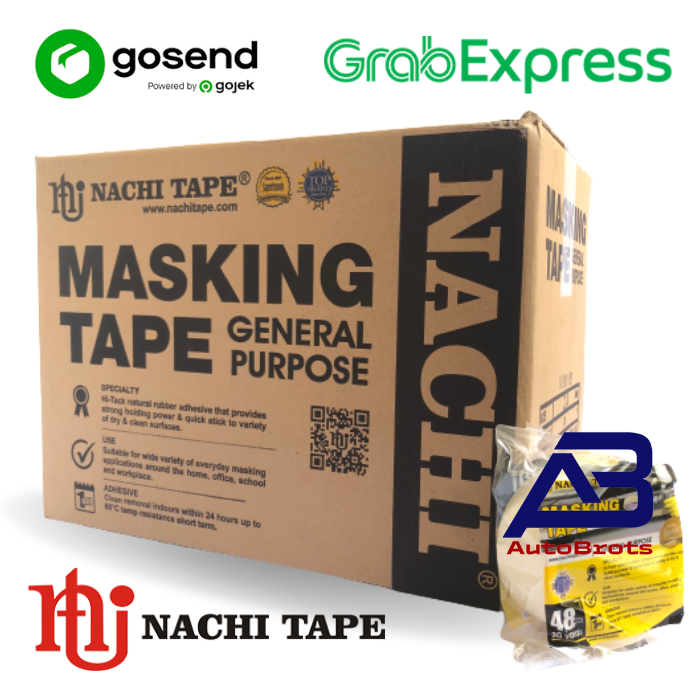 1 Dus/48Roll Nachi Masking Tape 2 Inch (48mm) x 20 Yard / Isolasi ...