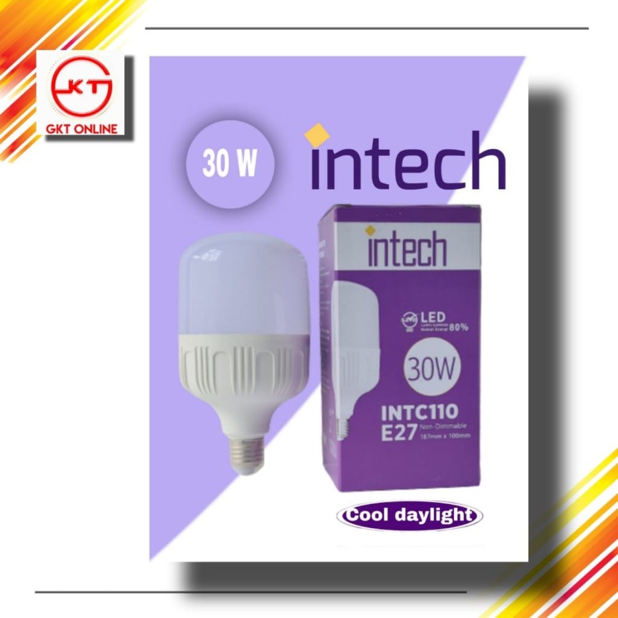 Lampu LED Bohlam Tabung Intech 30 Watt / Lampu Bohlam LED Cahaya Putih | Lazada Indonesia