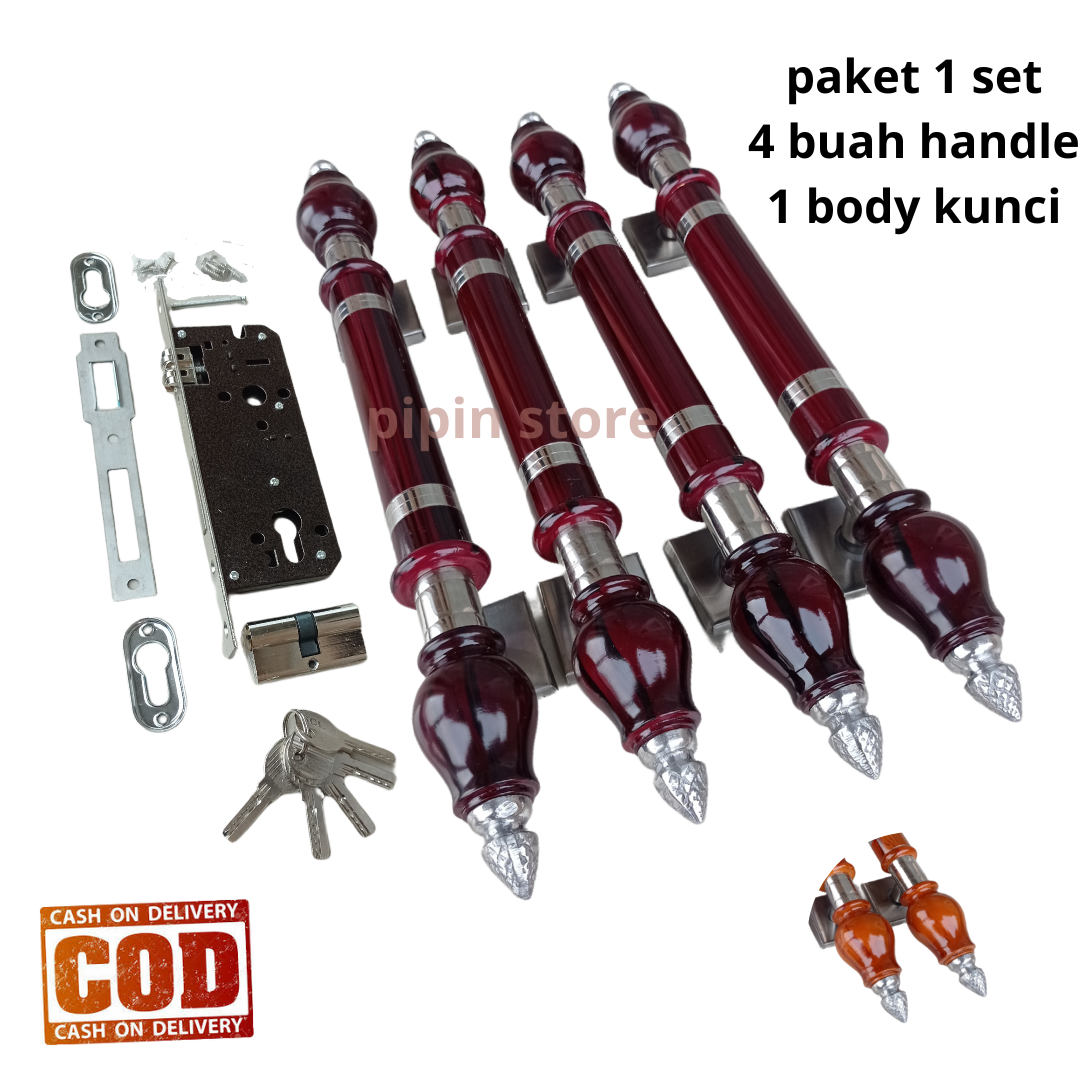 COD Fullset Handle Gagang Pintu Rumah 4 pcs 45cm + Gembok Body Kunci ...