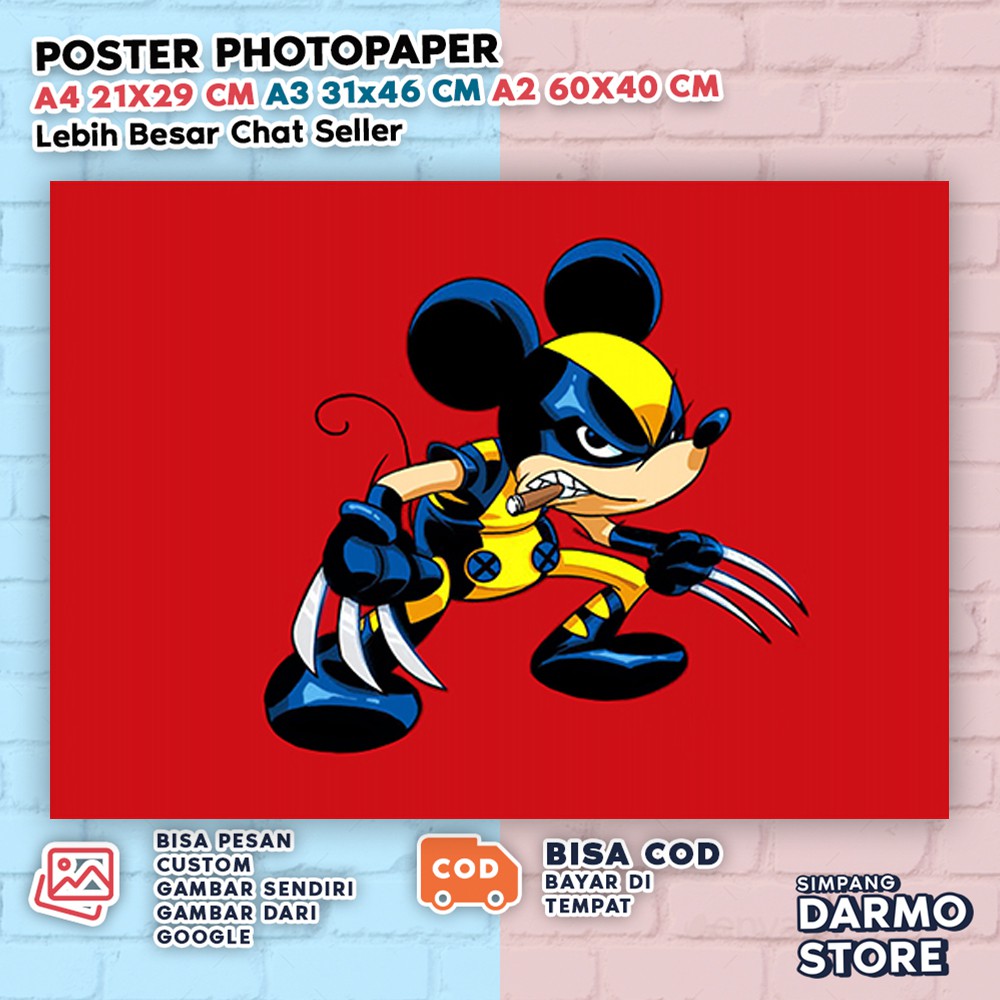 Poster Mickey Mouse Kartun Hiasan Dinding Anak Miki Mos si Tikus ...
