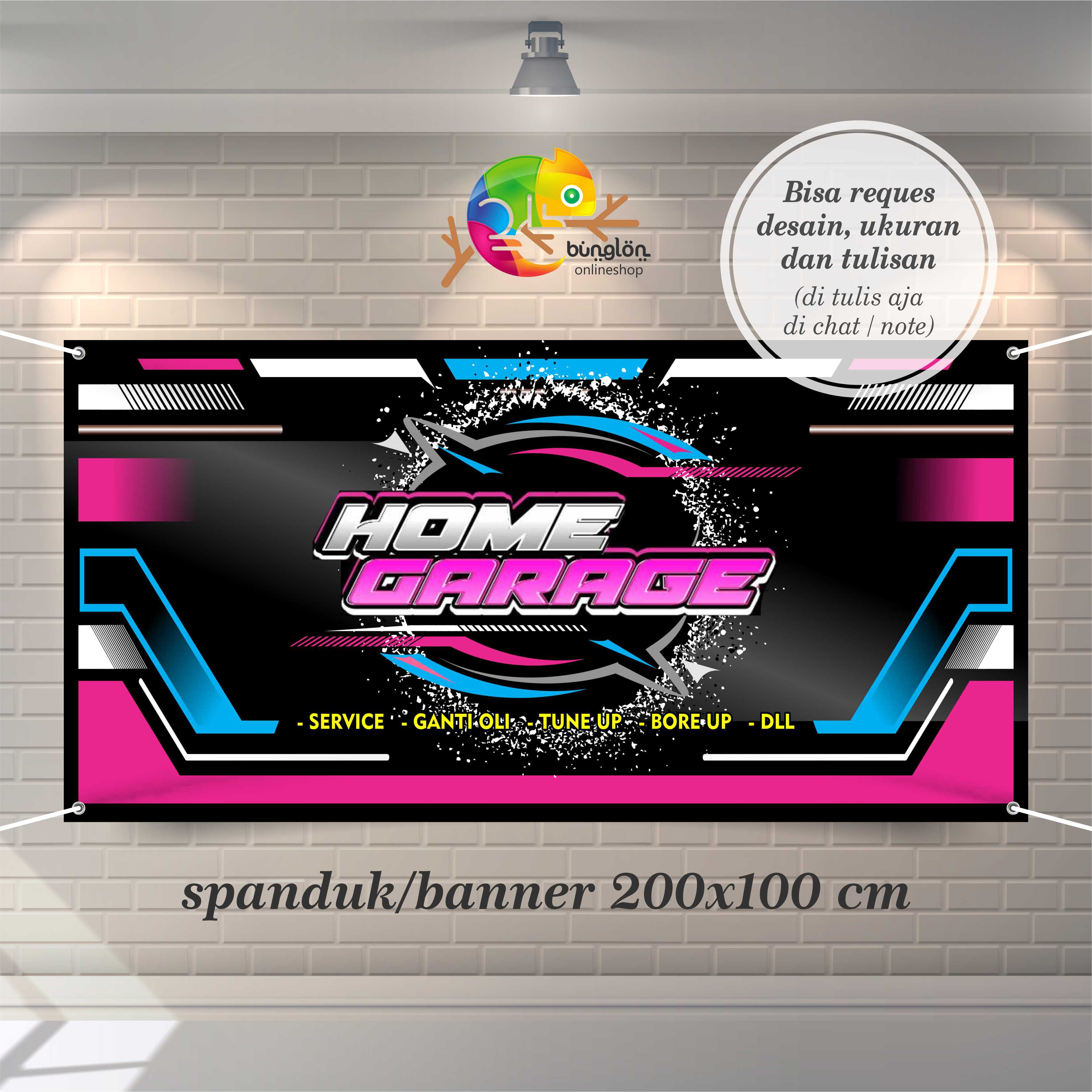 Size 200x100 Cm Spanduk, Banner Bengkel Motor Racing Model Pink Hitam ...