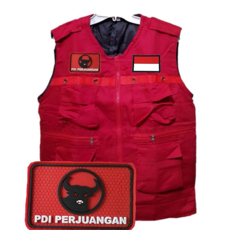 ROMPI PARTAI PDI PREJUANGAN//rompi lapangan // rompi tactical // rompi ...