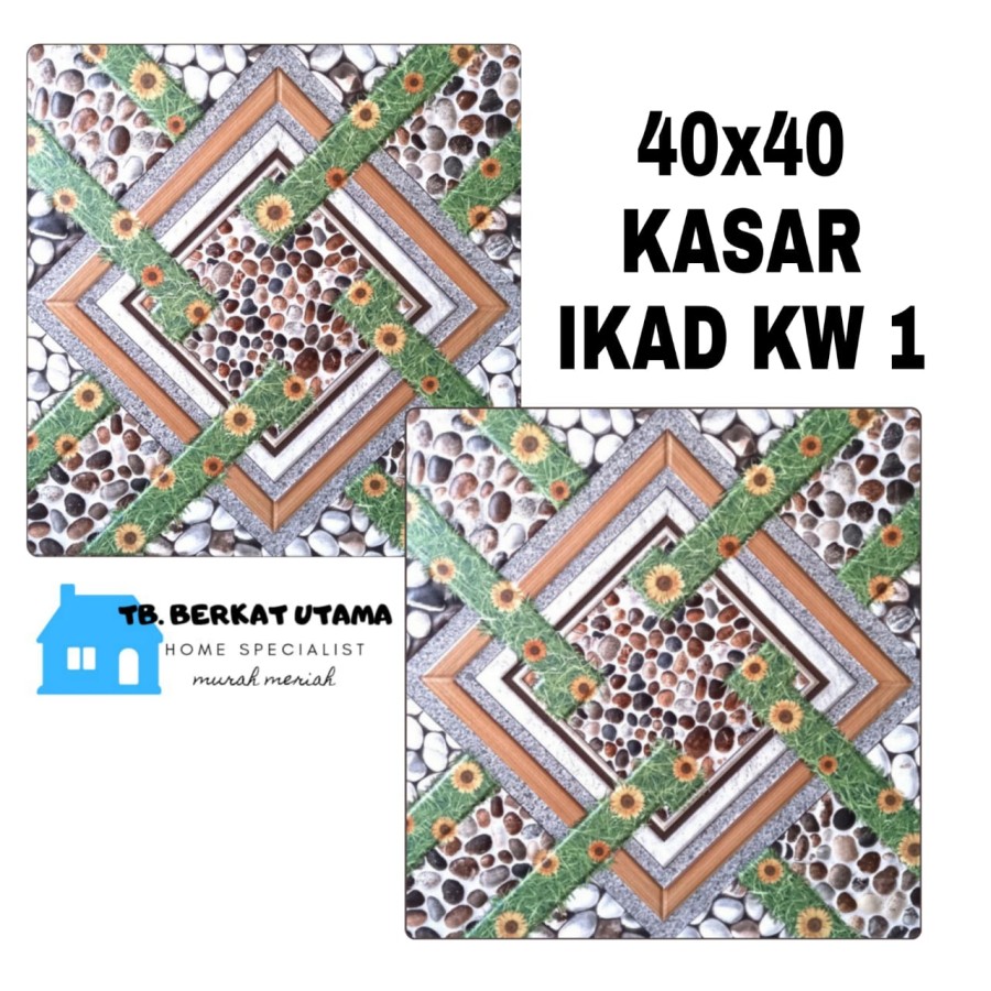 KERAMIK LANTAI GARASI 40X40 KASAR MOTIF TAMAN-RUMPUT-IKAD KW 1 | Lazada ...