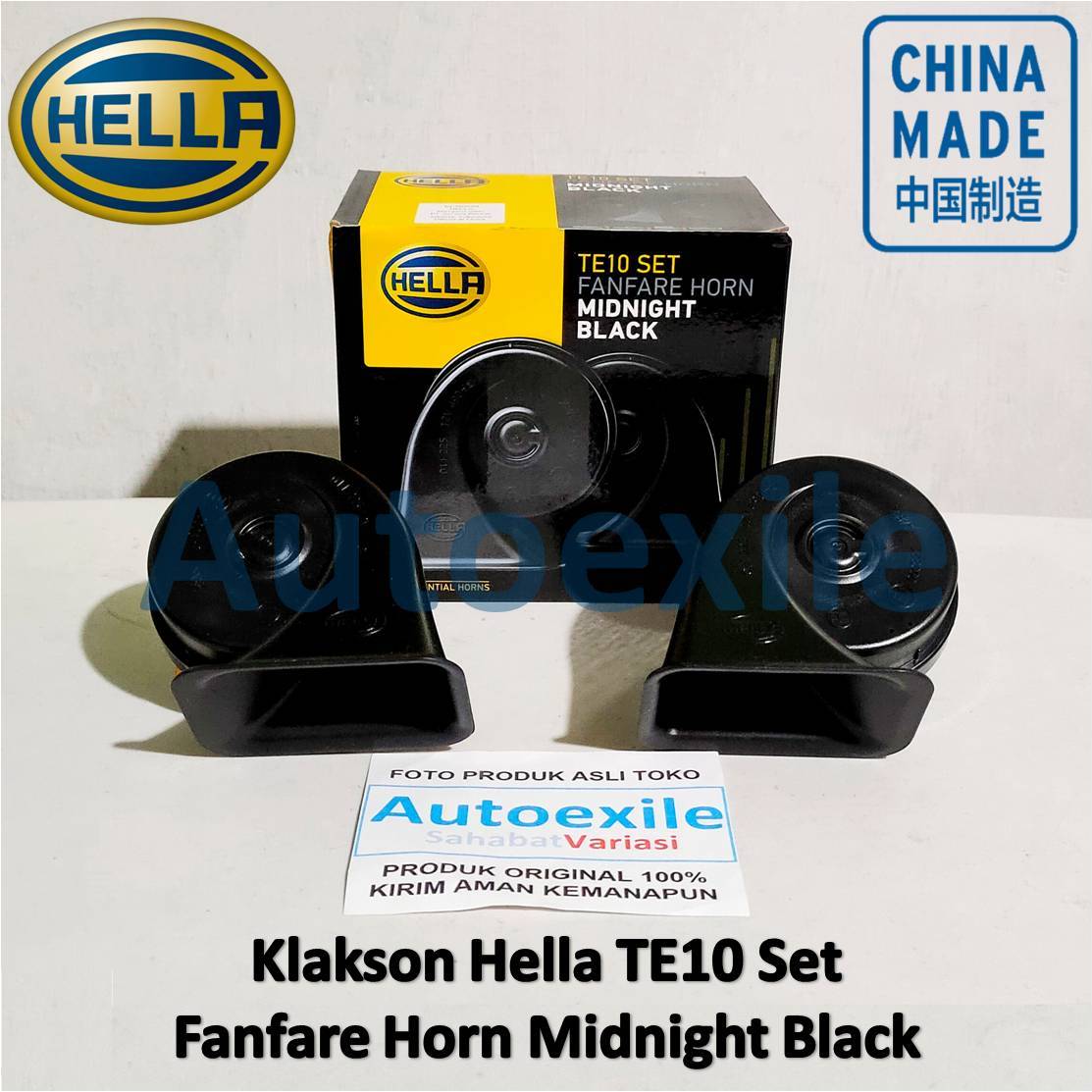 Hella TE10 Set Fanfare Horn Midnight Black Twin Tone 12V Klakson Keong ...