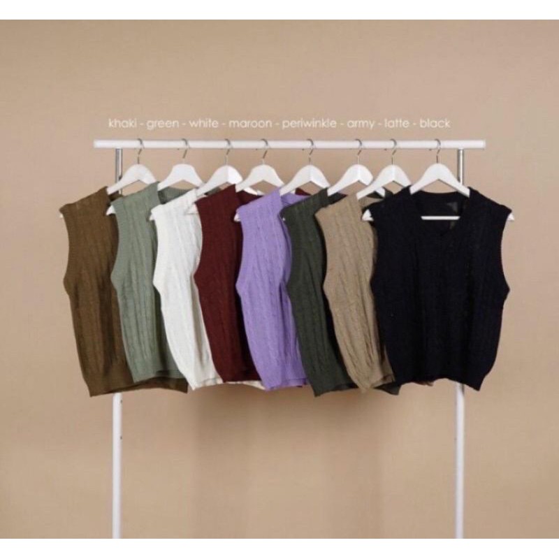 NEW!!!SWEATER RAJUT CABLE VEST ROMPI CABLE | Lazada Indonesia