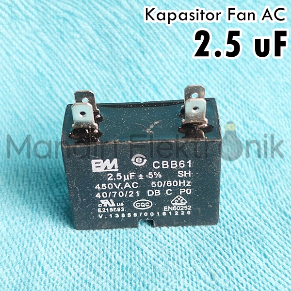 Kapasitor Fan AC 2,5 uf Kaki 4 - Kapasitor 2.5 Mikro 4 Kaki - Kapasitor Kipas Outdoor Mesin Air ...