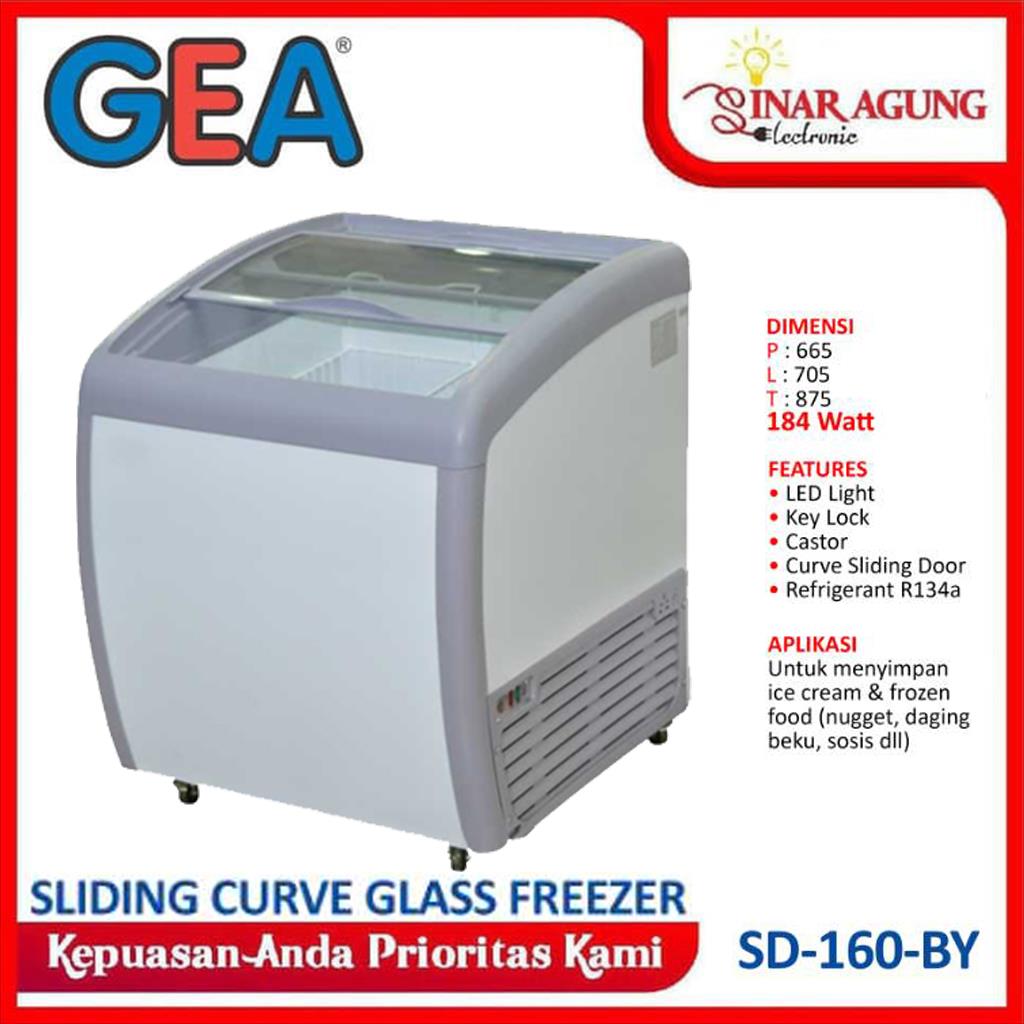 [COD] CHEST FREEZER GEA SD160BY / SD16 SLIDING CURVE GLASS (FREEZER BOX / 160 LITER) GARANSI ...