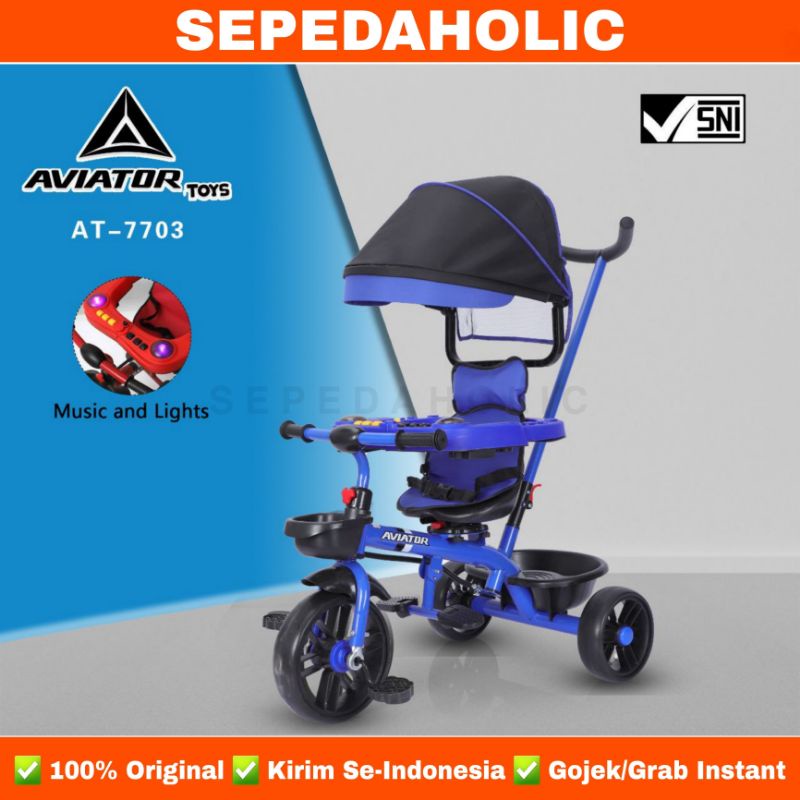Sepeda Roda Tiga 3 AVIATOR AT 7703 Kursi Putar Musik Tricycle Anak ...