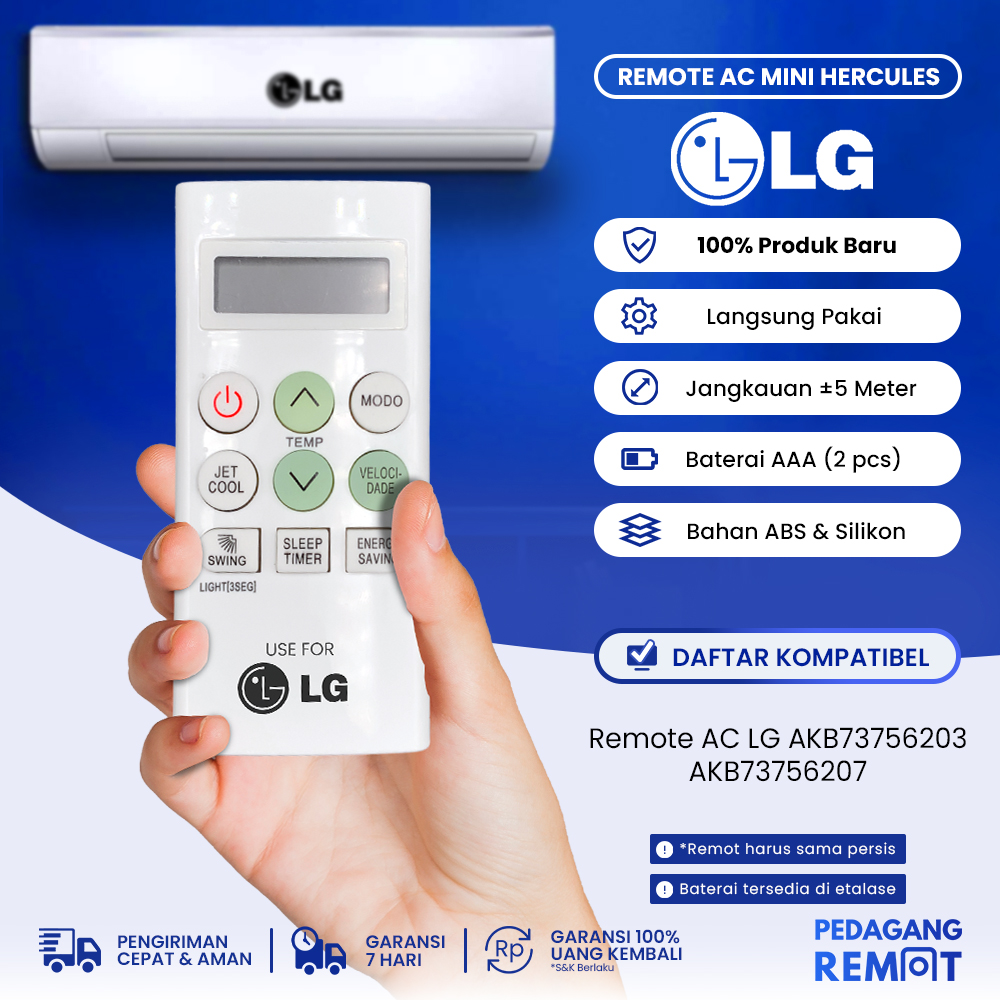 Remot Remote AC LG AKB73756203 AKB73756207 Plasma Jetcool Hercules Mini ...