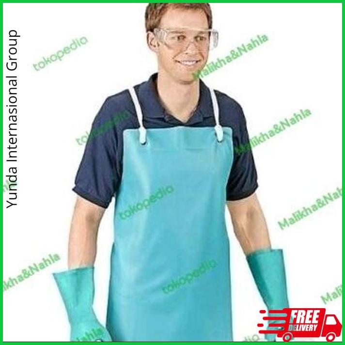 Chemical Resistant Bib Apron, Universal, Green, Vinyl Kualitas Premium ...