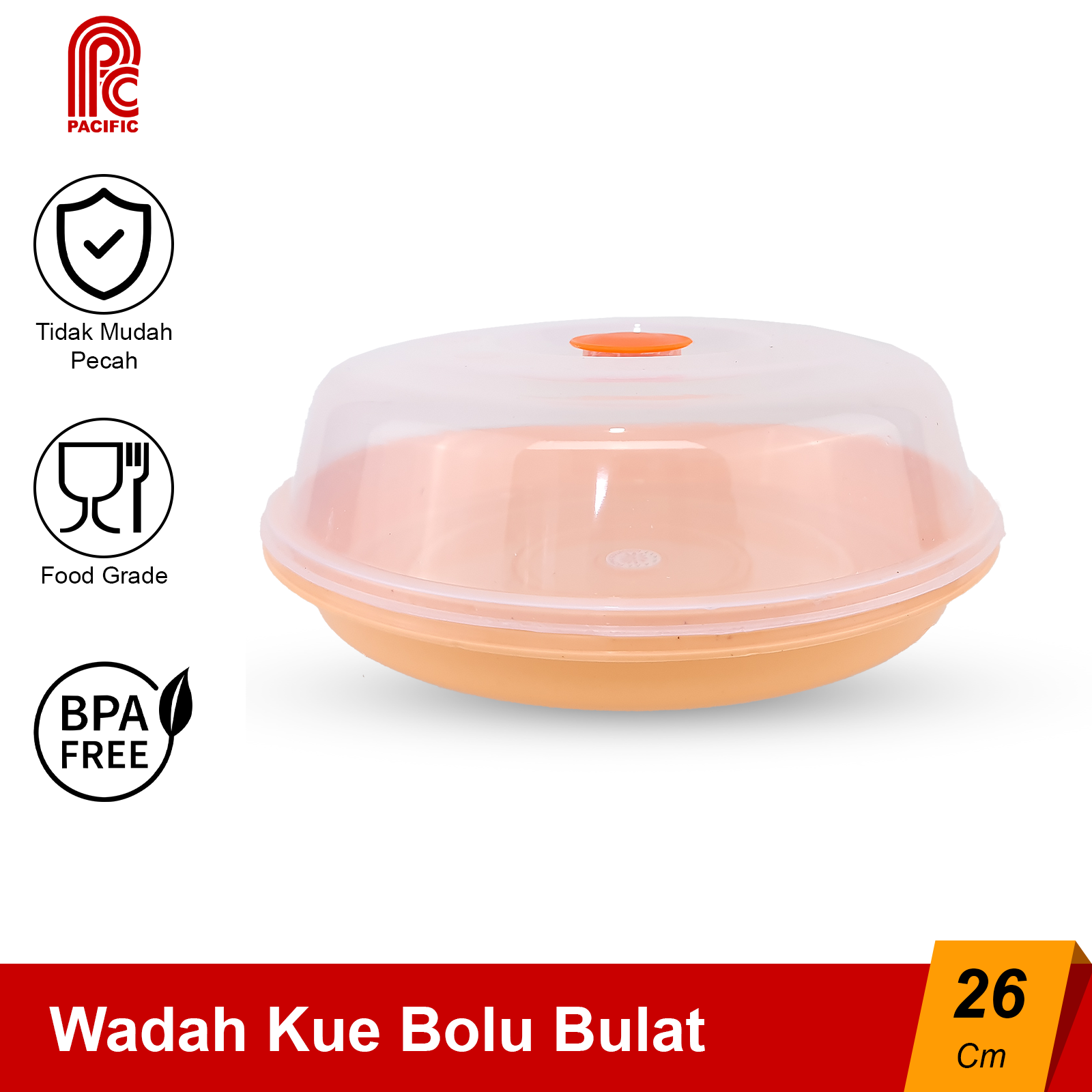 PACIFIC Tempat Kue Bulat Plastik 1 Pcs Vanessa Cake Storage Wadah ...