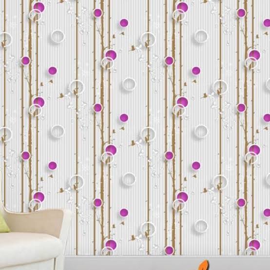 Wallpaper Stiker Dinding Polkadot salur pohon ungu 10m x 45cm | Lazada ...