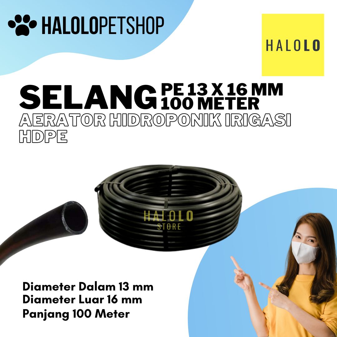 Selang PE 13 x 16 mm Selang Aerator Hidroponik Irigasi HDPE 100 Meter ...