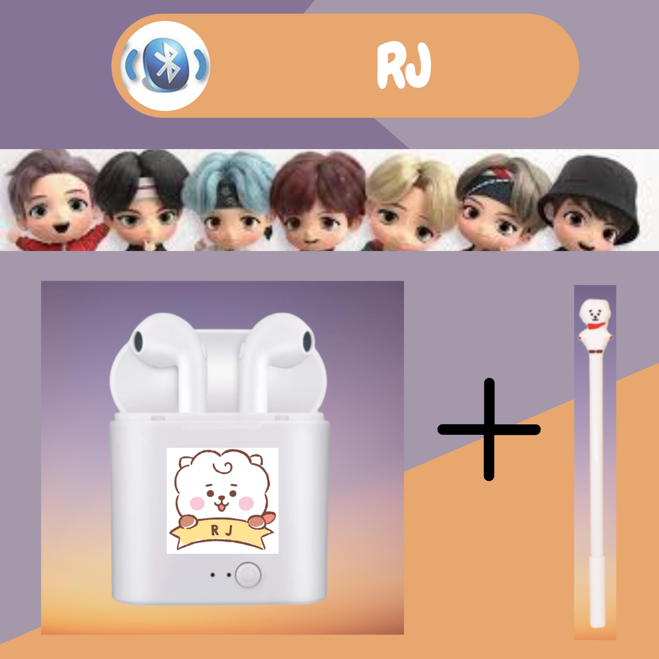 Handset Henset Blutut Karakter BT21 BTS BTS21 - Tata Taehyung, Jin RJ ...